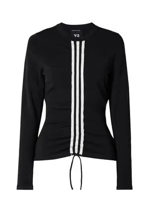 ADIDAS ORIGINALS Striped Recycled Stretch-jersey Top - Black