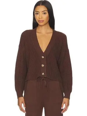 Eberjey Recycled Sweater Cropped Cardigan - Chocolate