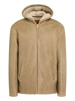 Sandro Shearling Hooded Jacket - Beige