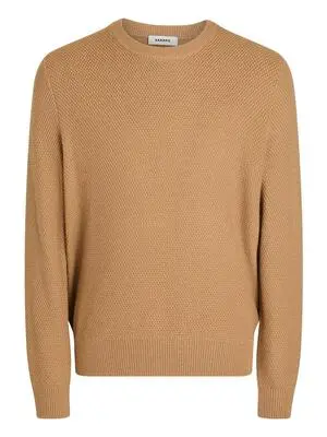 Sandro Textured-knit Wool-blend Sweater - Camel