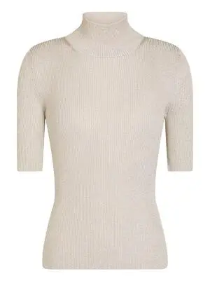 Missoni Metallic Ribbed-knit Turtleneck Sweater - Platinum