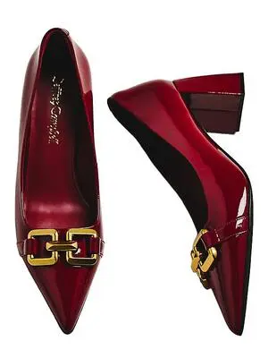 Jeffrey Campbell Lasting Pointed-Toe Heels Cherry Red Patent Gold