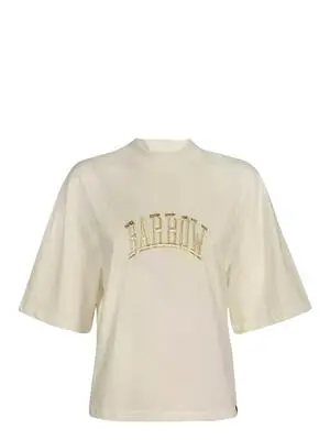 BARROW Cotton T-shirt With Embroidered Bear Motif - Neutrals