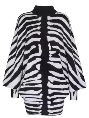 Balmain Zebra-intarsia Mini Dress - White