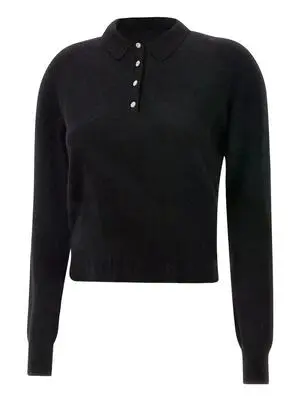 KAOS Jewel-button Polo Top - Black