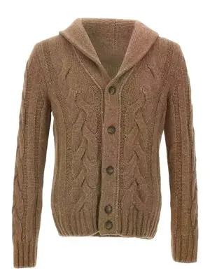 GRAN SASSO Cable-knit Shawl-collar Cardigan - Brown