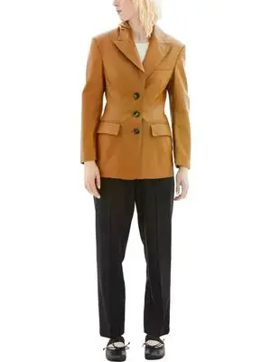 Marni Button-fastening Leather Jacket - Brown