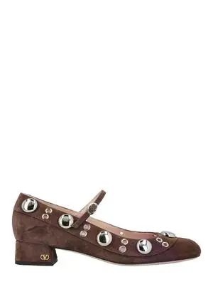 Valentino Garavani Metal-studded Suede Pumps - Brown