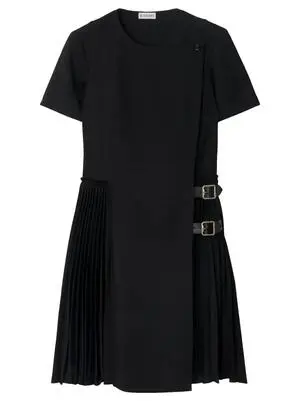 Burberry Pleated Wrap Mini Dress - Black
