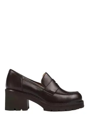 DOUCAL'S Leather Block-Heel Loafers