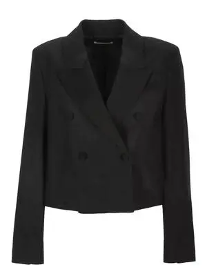 MAISON HOTEL Cropped Double-breasted Blazer - Black