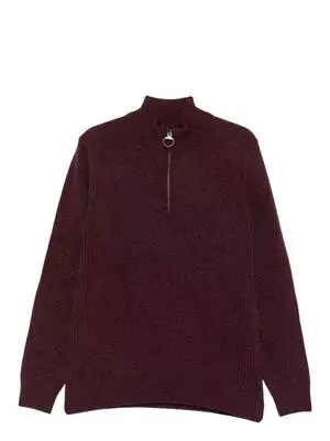 Barbour High-Neck Half-Zip Sweater Red
