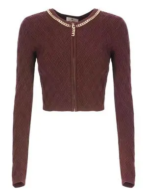 Elisabetta Franchi Cropped Zip-up Sweater - Red