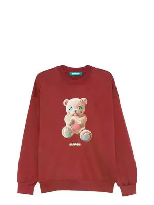 BARROW Teddy-print Crew-neck Sweatshirt - Red