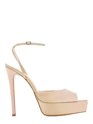 ANDREA WAZEN 140mm Loulou Platform Peep-toe Sandals - Neutrals