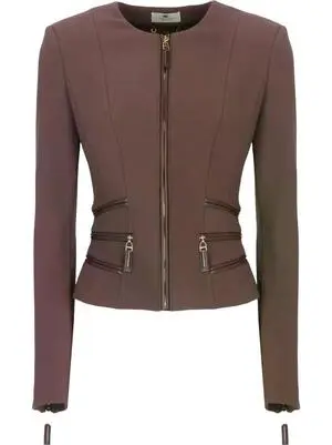Elisabetta Franchi Cropped Jacket - Brown