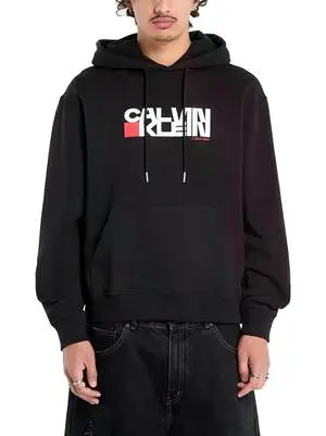 Calvin Klein Logo-detail Hooded Sweatshirt - Black