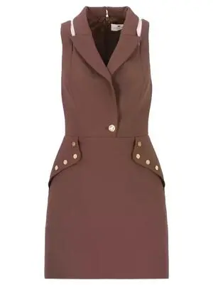 Elisabetta Franchi Sleeveless V-neck Dress - Brown