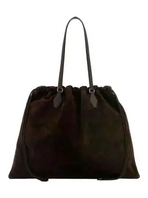 JIMMY CHOO Drawstring Suede Tote Bag - Brown
