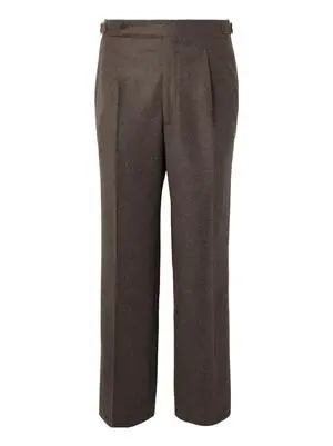 STOFFA Straight-leg Pleated Wool And Cashmere-blend Trousers - Brown