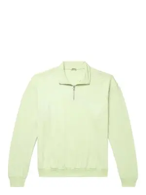 Auralee Wool-blend Jersey Half-zip Sweatshirt - Green