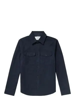 Mr P. Organic Cotton-blend Moleskin Overshirt - Blue