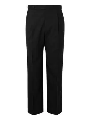 STOFFA Straight-leg Pleated Wool Trousers - Black