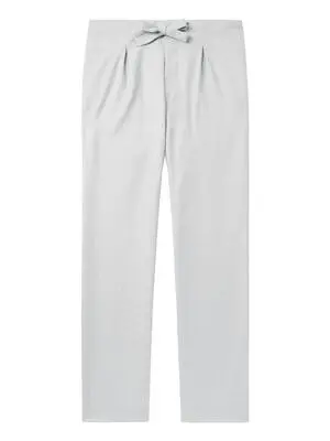 STOFFA Straight-leg Pleated Wool-flannel Trousers - Gray