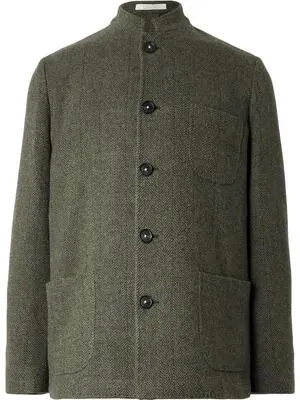 Massimo Alba Bali Herringbone Wool Coat - Green