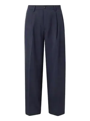 Nn07 Justin 10002 Straight-leg Pleated Wool-blend Suit Trousers - Blue