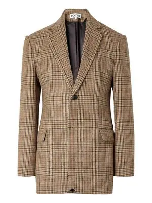 Loewe Prince Of Wales Checked Wool-tweed Blazer - Neutrals