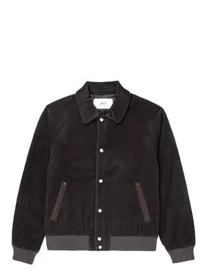 Mr P. Suede-trimmed Cotton-corduroy Varsity Jacket - Brown