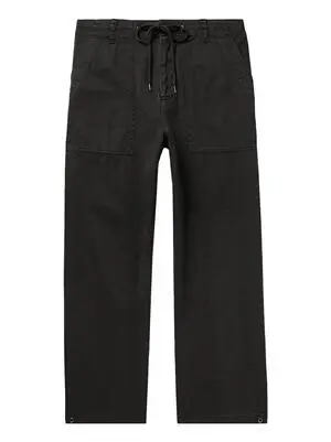 JAMES PERSE Flight Straight-leg Cotton-blend Twill Trousers - Black