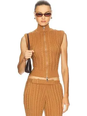 SEVEN WONDERS Camila Cable Knit Vest - Brown