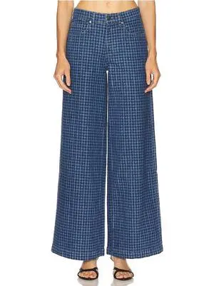SEVENTY + MOCHI Bay Wide Leg Houndstooth Jeans - Blue