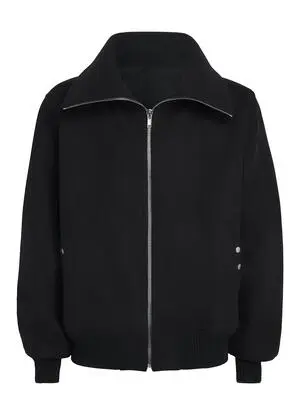 Rick Owens Virgin Wool Melton Blixa Dracucollar Jacket - Black
