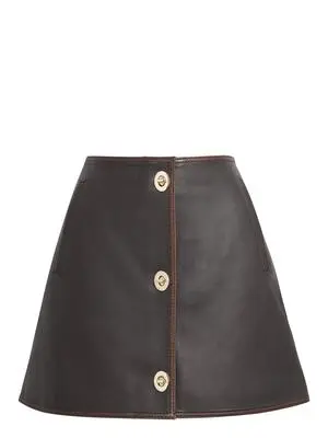 Claudie Pierlot Leather Mini Skirt - Brown
