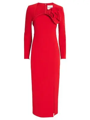 Roland Mouret Floral-appliqué Midi Dress - Red
