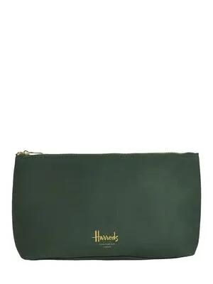 Harrods Zipped Logo Cosmetic Bag - Green