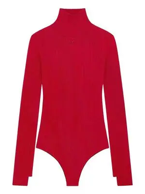 COURREGES Mock-neck Bodysuit - Red