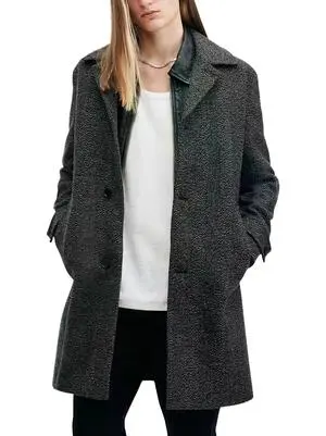 ALLSAINTS Speckled-weave Overcoat - Black