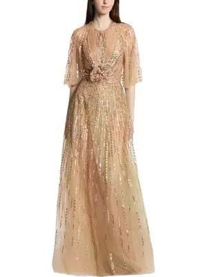 Elie Saab Beaded Embroidered Cape - Neutrals