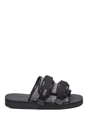Suicoke Triple-strap Patterned Sandals - Black