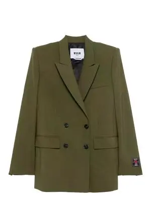 MSGM Double-breasted Flap-pocket Blazer - Green