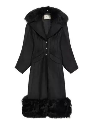 Blumarine Faux-fur-trimmed Coat - Black