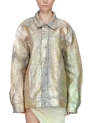 Rick Owens Metallic Cracked-effect Jacket - Gold