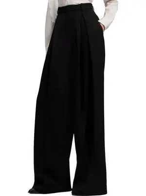 Ralph Lauren Pleated Wide-leg Trousers - Black