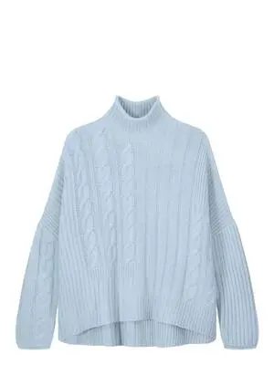 Eric Bompard Cable-knit High-neck Cashmere Sweater - Blue