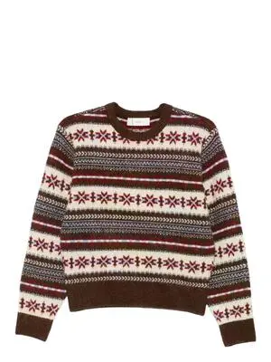 DUNST Fairisle-pattern Crew-neck Sweater - Brown