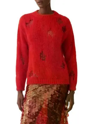 Fabiana Filippi Crew Neck Distressed Sweater - Red